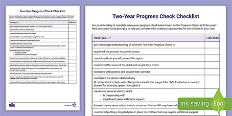 Two Year Progress Check Checklist Teacher Made Twinkl