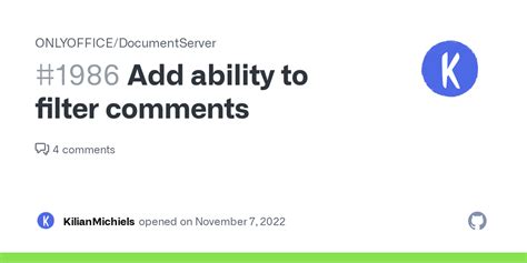 Add Ability To Filter Comments · Issue 1986 · Onlyofficedocumentserver · Github