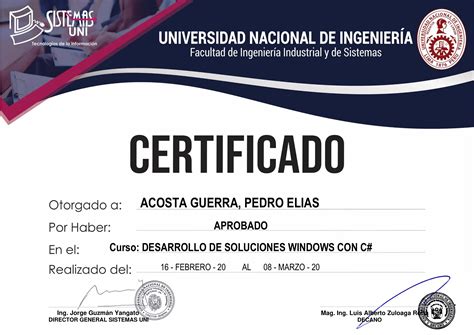 Certificado Inteligencia De Negocios Avanzado Sistemas Uni Iccsi
