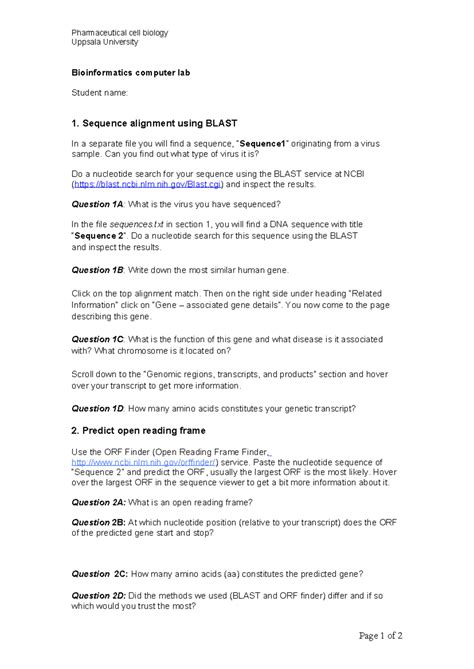 Lab Bioinformatics Pharmaceutical Cell Biology Uppsala University Bioinformatics Computer Lab