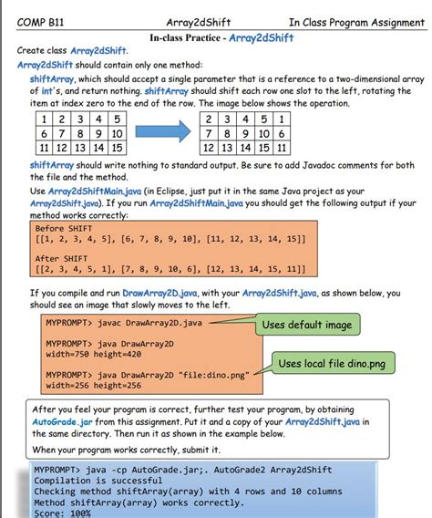 Solved Comp B11 Array2dshift In Class Program Assignment