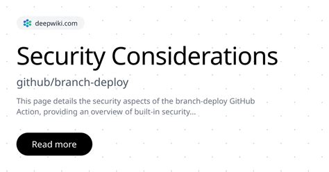 Security Considerations Githubbranch Deploy Deepwiki
