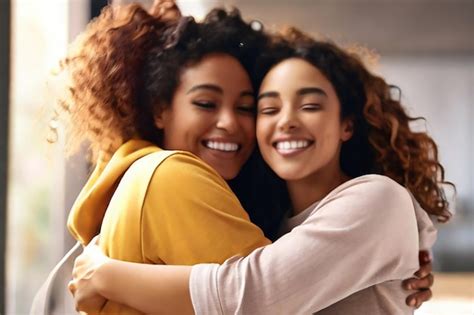 Women Happy And Hug With Celebration Success In Presentation And