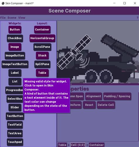 Java I Use Skin Composer I Want To Create Scene In Scene Composer I Cant Add Text Buttons