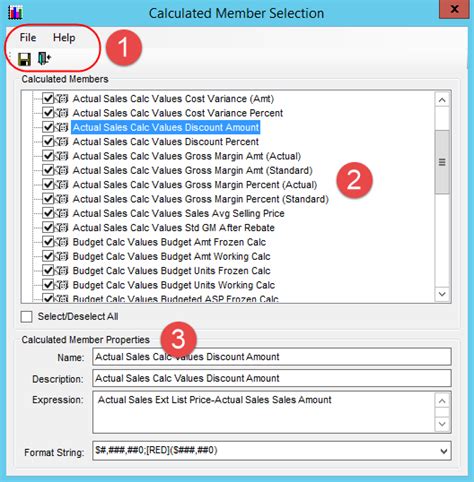 Help Calculated Member Selection Window