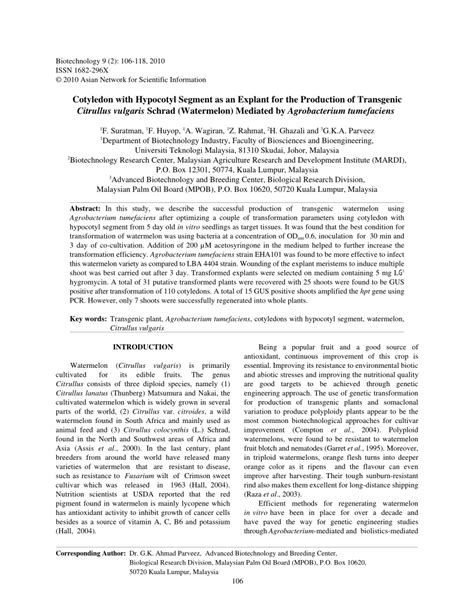 Pdf Cotyledon With Hypocotyl Segment As An Explant For The Production