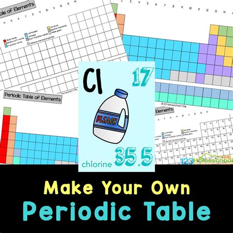 Free Printable Make Your Own Periodic Table Worksheets Activity Cool Science Experiments 123