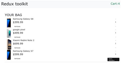 Redux Toolkits Cart Forked Codesandbox