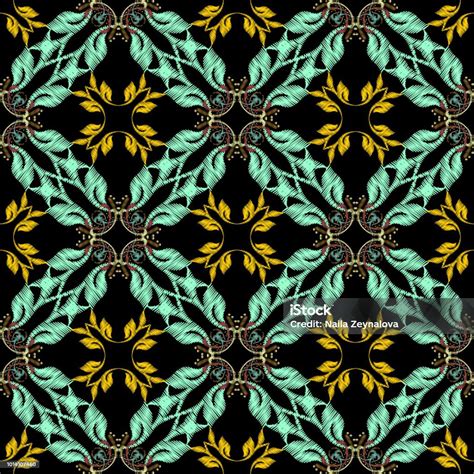 아름 다운 빈티지 자 수 3d 벡터 완벽 한 패턴입니다 0명에 대한 스톡 벡터 아트 및 기타 이미지 0명 검은색 고풍스런