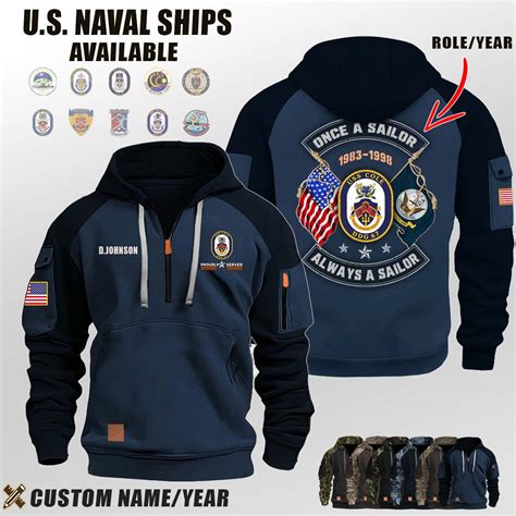 Custom Naval Ships Hoodie For Sailor Veteran Proudly Served