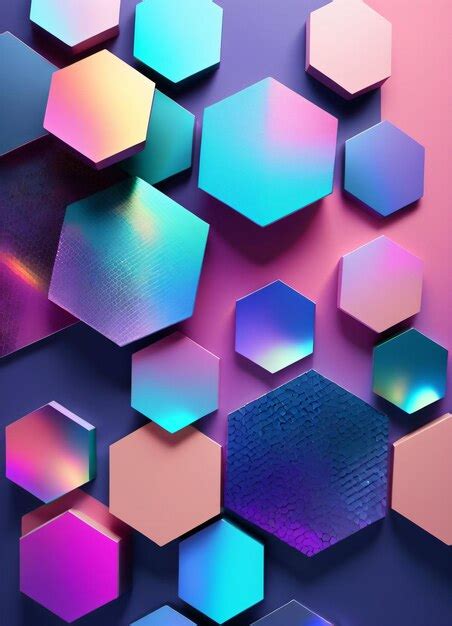 Premium Ai Image Abstract Hexagonal Holographic Texture Background