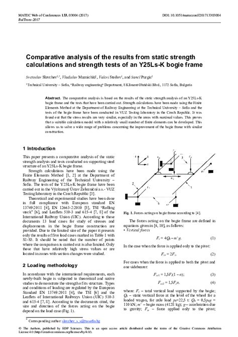 Pdf Comparative Analysis Of The Results From Static Strength Calculations And Strength Tests