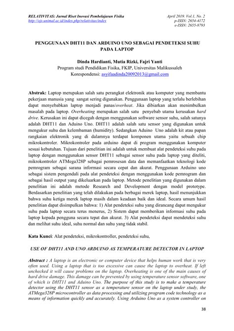 PDF PENGGUNAAN DHT DAN ARDUINO UNO SEBAGAI PENDETEKSI SUHU PADA LAPTOP