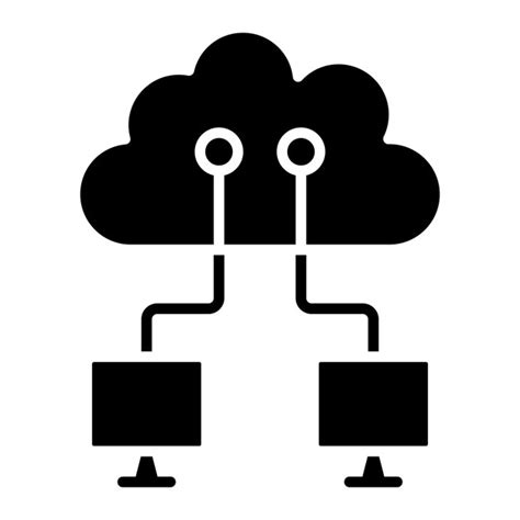 Premium Vector Cloud Networking Glyph Solid Black Illustration