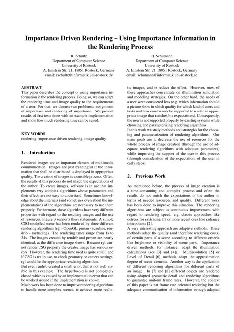pdf importance driven rendering using importance information in the