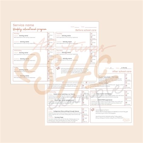 Educational Program Template All Things Oshc