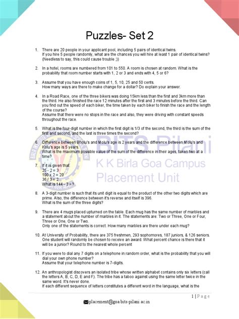 Set 2 Problems Pdf Mathematics