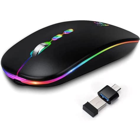 KBCASE Souris Bluetooth iPad RGB Souris sans Fil Rechargeable avec Récepteur USB Silencieuse