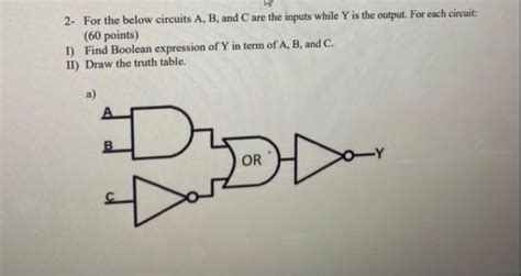 Solved For The Below Circuits A B And C Are The Inputs Chegg Com