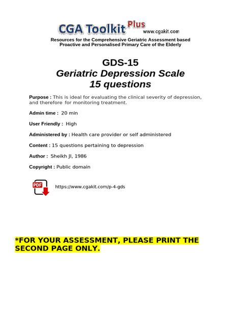 Gds 15 Pdf Behavioural Sciences Health Care