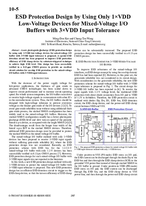 Pdf Esd Protection Design By Using Only 1 Vdd Low Voltage Devices For Mixed Voltage I O