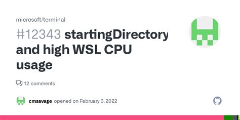 Startingdirectory And High Wsl Cpu Usage · Issue 12343 · Microsoft