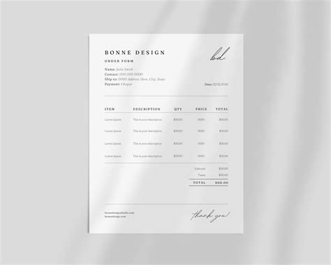 Minimal Order Form Template Canva Professional Order Form Template Custom Order Template