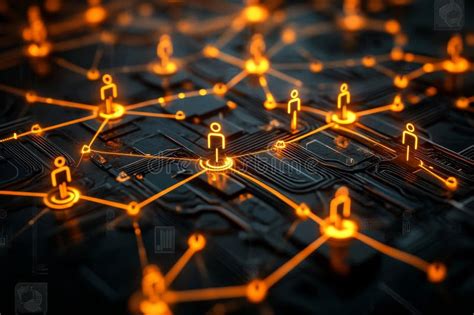 Glowing Icons Symbolizing Digital Social Networks And Human Connections In Marketing And