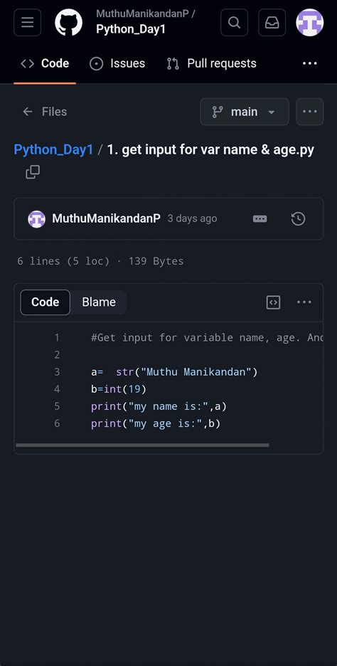 Muthu Manikandan P On Linkedin Python Day1