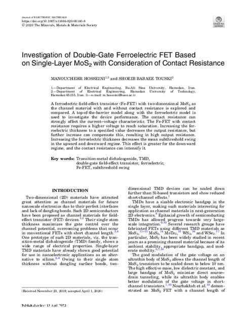 pdf investigation of double gate ferroelectric fet based on single