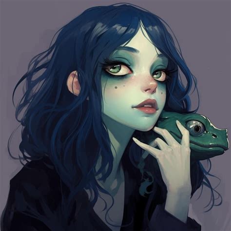 Premium Ai Image Pepe The Frog Goth Gorgeous With Luscious Lips And Deep Blue Eyes By Loish