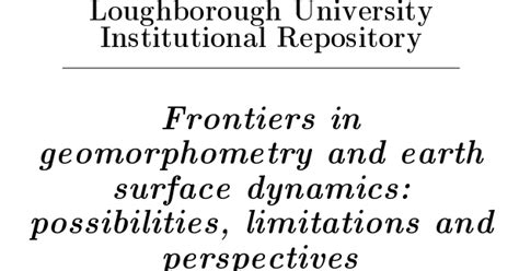 الجغرافيا دراسات و بحوث جغرافية Frontiers In Geomorphometry And Earth Surface Dynamics