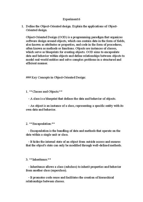 Csf301 Se Lab Experiment 6 Experiment 1 Define The Object Oriented
