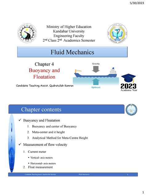 Chapter 4 Bouyancy And Floatation Ministry Of Higher Education