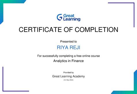 Riya Reji On Linkedin Successfully Completed The Course Analyticsinfinance