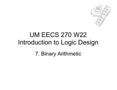 Binary Arithmetic Pdf UM EECS W Introduction To Logic Design Binary Arithmetic