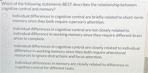 Solved Which of the following statements BEST describes the | Chegg.com