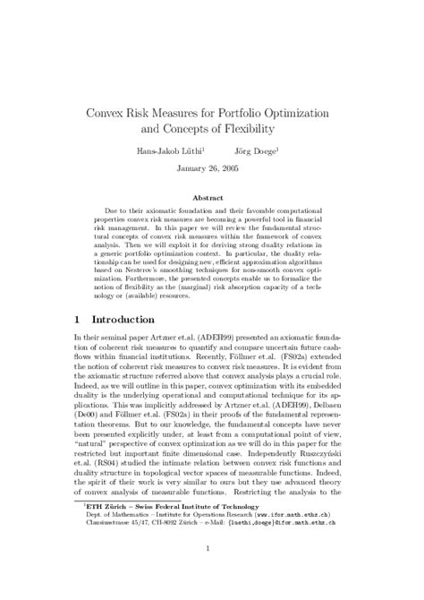 Pdf Convex Risk Measures For Portfolio Optimization And Concepts Of
