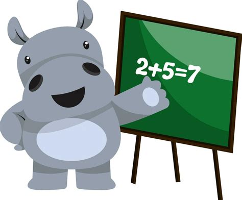 Hippo Doing Math Illustration Vector On White Background 35034605