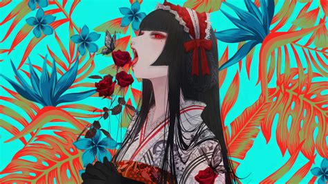 Anime Girl Hime Haircut Kimono 4k 1701n Wallpaper Iphone Phone