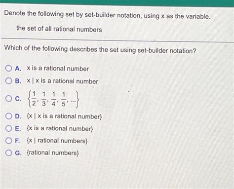 Solved Denote The Following Set By Set Builder Notation Chegg