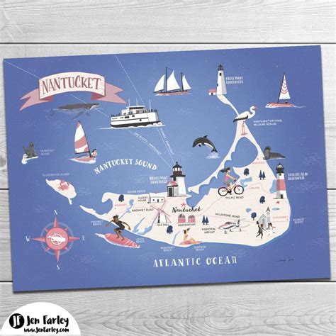 Nantucket Island Map Jennifer Farley Picture Books Illustration
