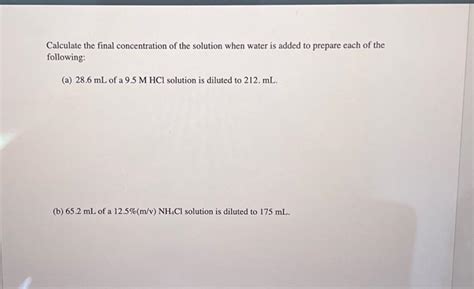 Solved Calculate the final concentration of the solution | Chegg.com