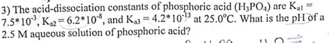 Solved The Acid Dissociation Constants Of Phosphoric Acid