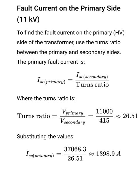Transformer Fault Current Calculation