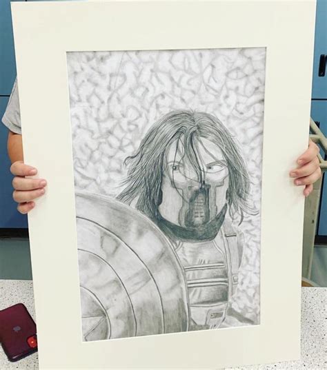 sketch i did of the winter soldier for my art class in 2021 took 46