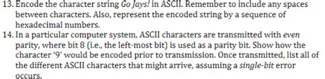 Solved Encode The Character String Go Jays In ASCII Chegg