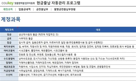 현금흐름 자동관리 프로그램 입출금내역관리 기간별 월별 금전출납부 현황관리 다운로드 무제한 이용가능 맞춤제작서비스제공