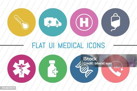 플랫 Ui 8 색상 의료 아이콘 세트입니다 Eps10입니다 매우 유용한 의료 아이콘 설정 간단한 그림입니다 웹 모바일 소프트웨어 및 애플 리 케이 션에 대 한 유용한 아이콘