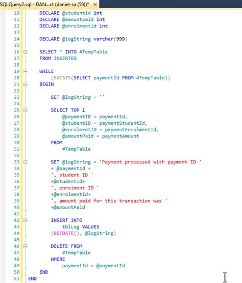 Sql Server Project University Database Part 4 Triggers Daniels